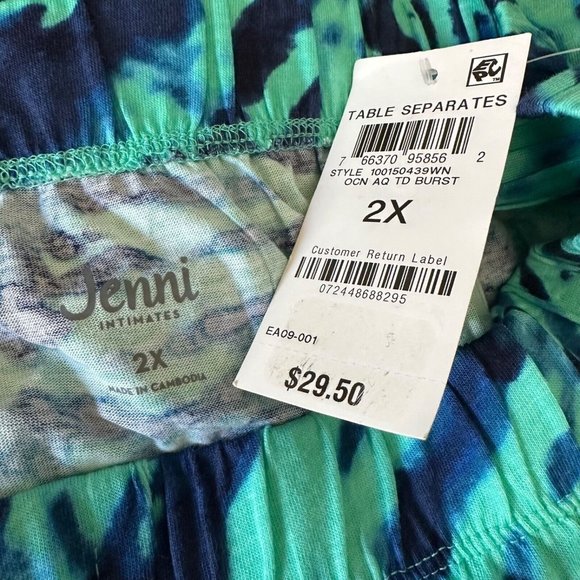 Jenni | Intimates & Sleepwear | Nwt Jenni Plus Size 2x Ocean Aqua Tie ...